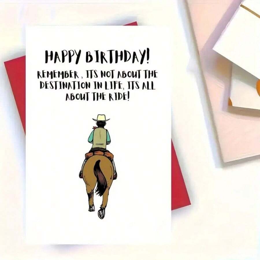 1pc Fun Cowboy Birthday Card, Cowboy Card, Cowboy Birthday, With ...