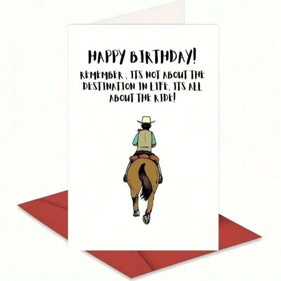 1pc Fun Cowboy Birthday Card, Cowboy Card, Cowboy Birthday, With ...