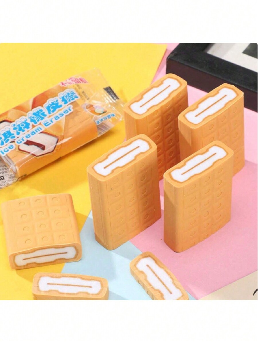 1pc/5pcs/10pcs Ice Cream Erasers, Creative Erasers, Simulated Erasers, Chocolate Erasers ...