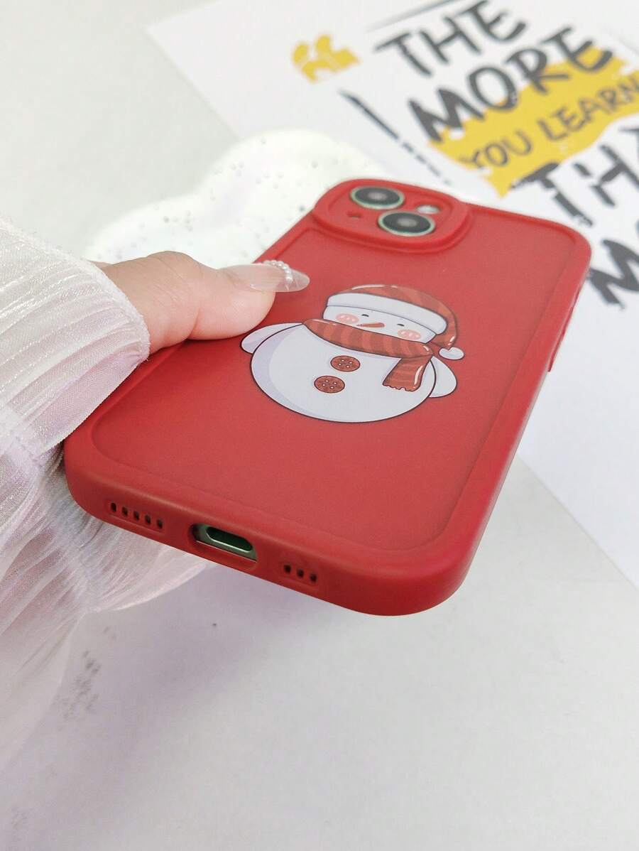 1pc Red UV Painted Minimalist Unique Christmas Element Snowman Pattern ... 1pc Red UV Painted Minimalist Unique Christmas Element Snowman Pattern ...