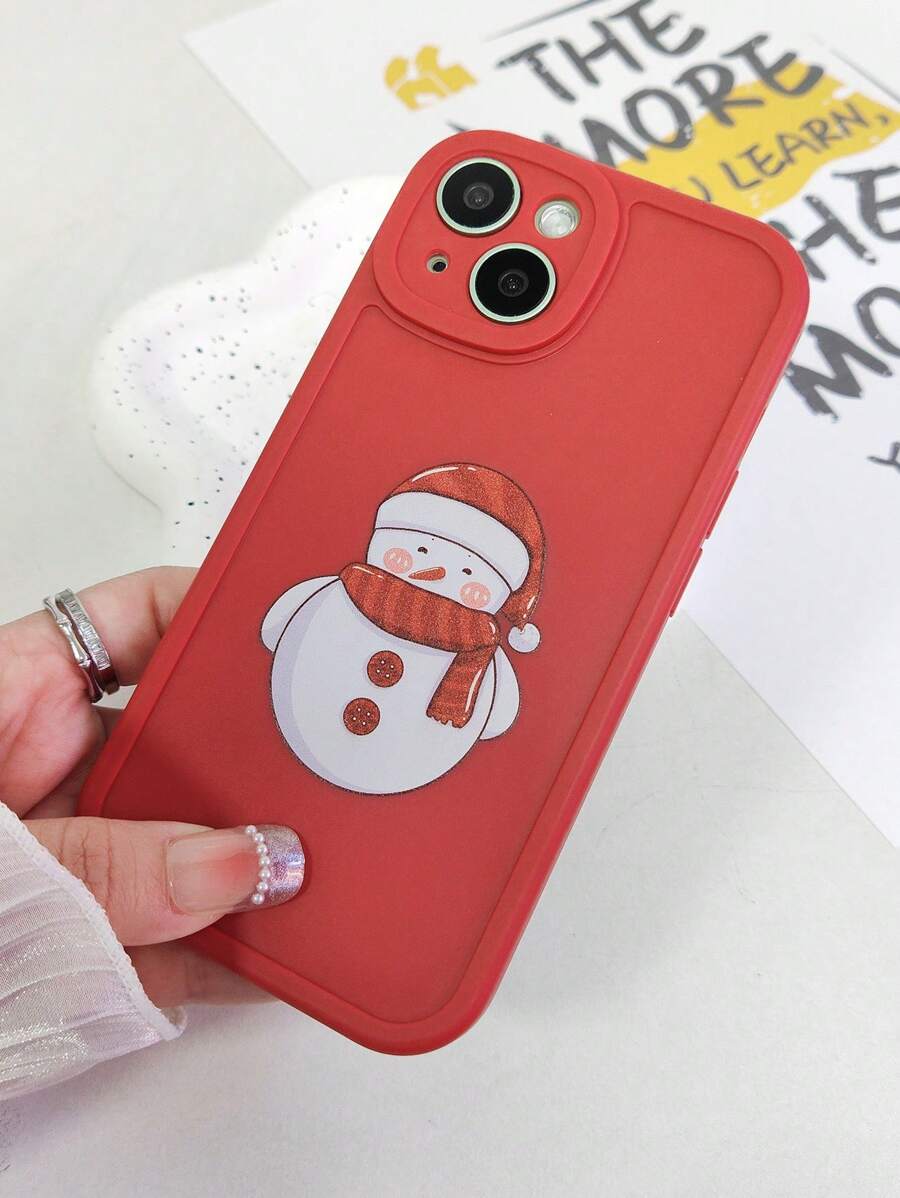 1pc Red UV Painted Minimalist Unique Christmas Element Snowman Pattern ... 1pc Red UV Painted Minimalist Unique Christmas Element Snowman Pattern ...