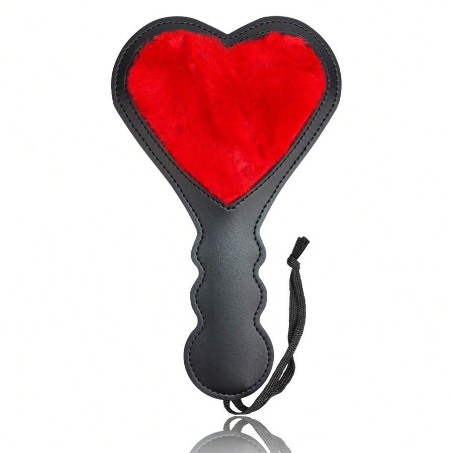 Heart PU Leather Paddle With Fuzz Fetish Spanking Adult Punish ...