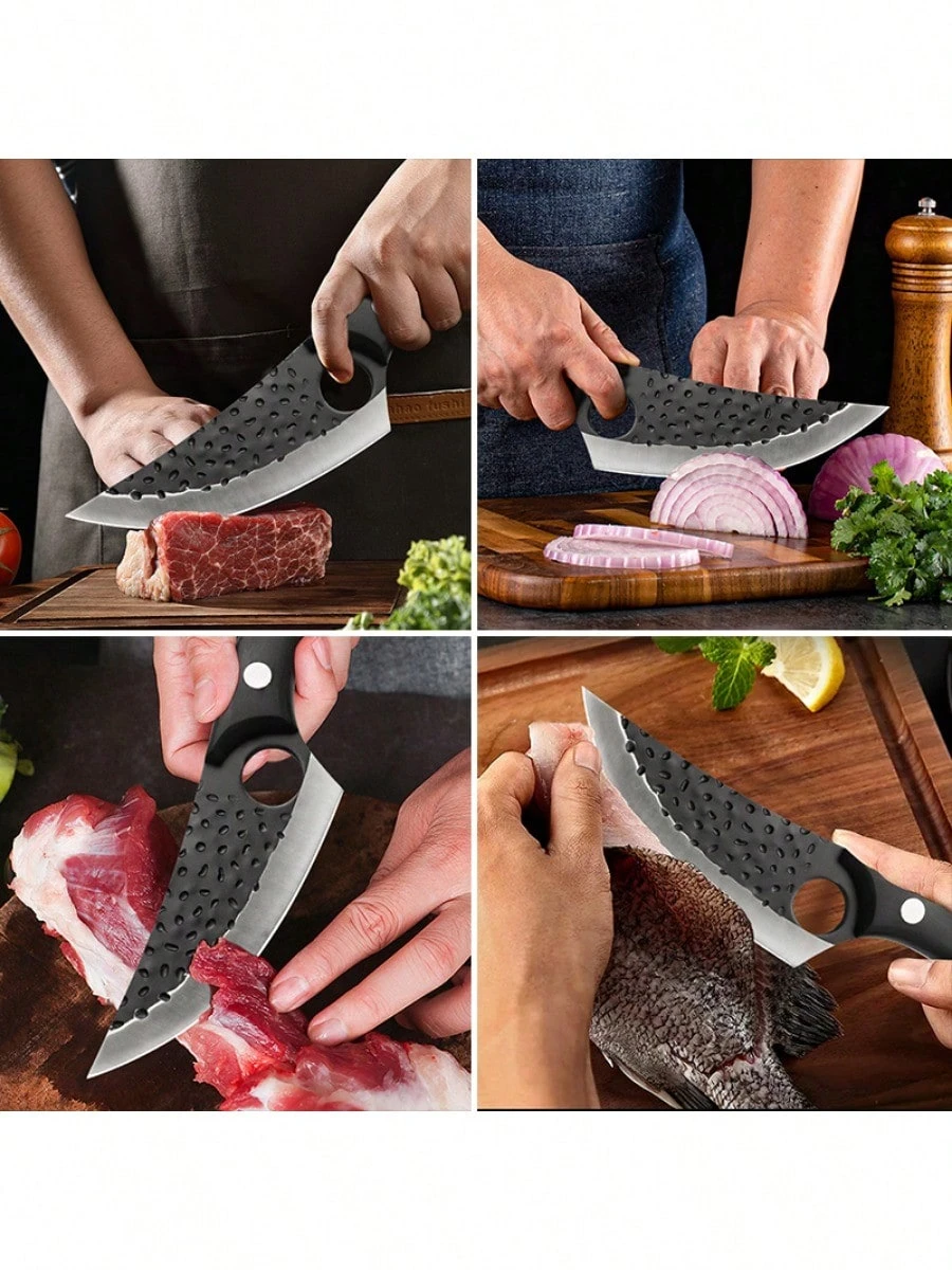 Forged Hammered Kitchen Knives Multi-Use Chef's Knife Professional ...