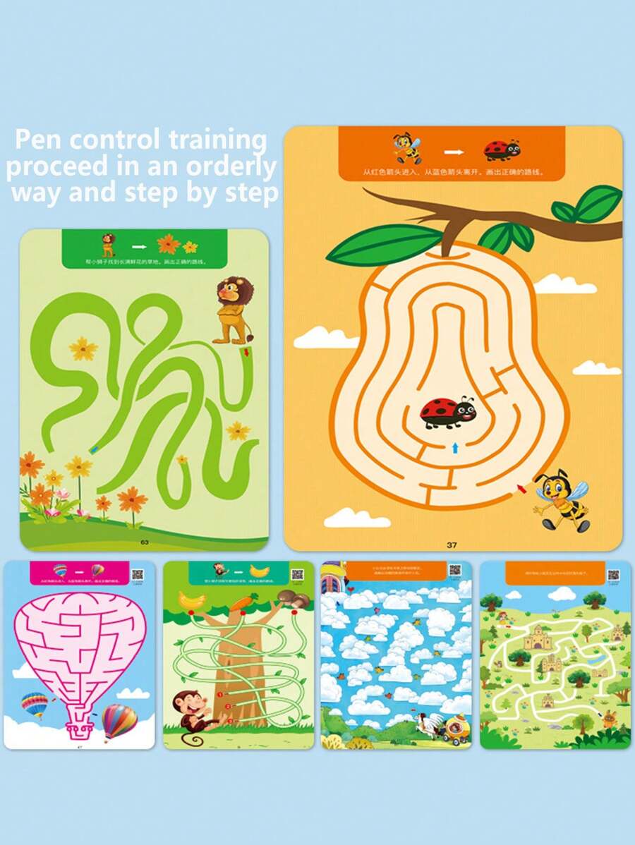 Montessori Maze Game Book, Concentrated Training Maze Game, Repeatable ...