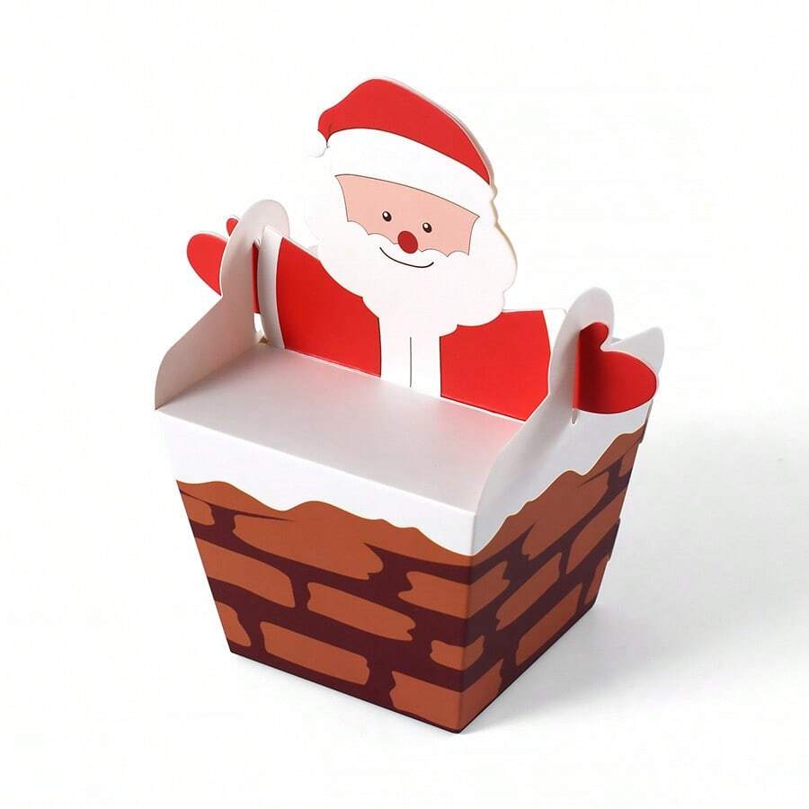 10pcs 3D Cartoon Christmas Gift Boxes, Santa Claus Climbing Chimney ...