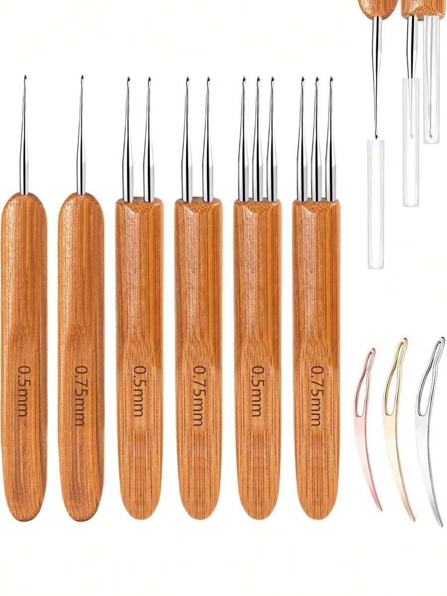 9 peças Dreadlock Crochet Hook Tool, Dreadlock Crochet Hook durável com ...