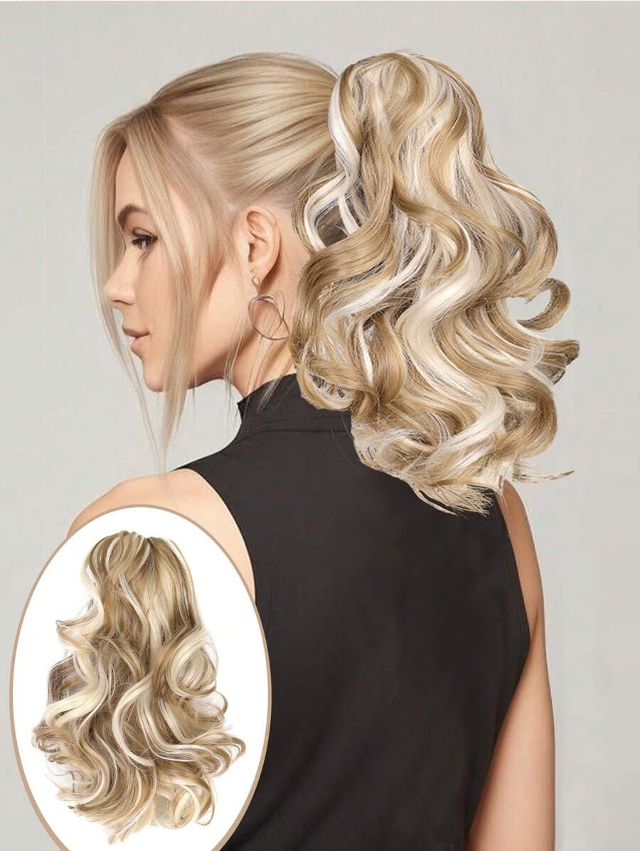 10" Short Ponytail Extension, Classic Loose Curly Wavy Claw Clip Pony ...