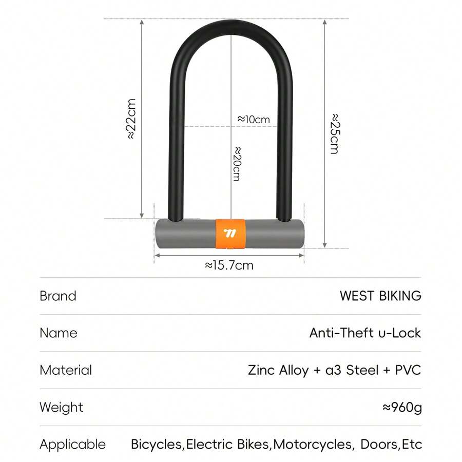 WEST BIKING WEST BIKING Anti-Theft U-Shaped Lock Electric Vehicle ...