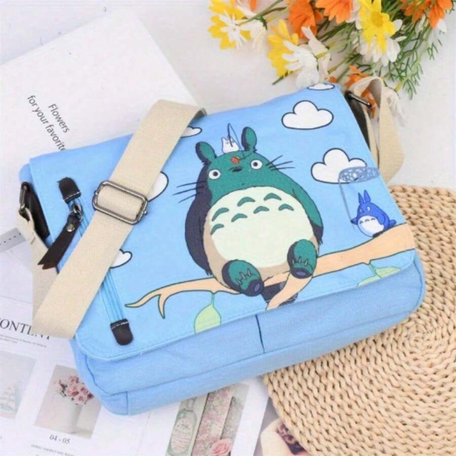 Cartoon Canvas Satchel Bag, Japanese Shoulder Bag, Handmade School Bag ...