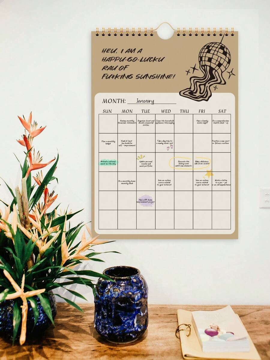 12 Sheet 2025 Swear Word Affirmation Wall Calendar, Undated Weekly ...