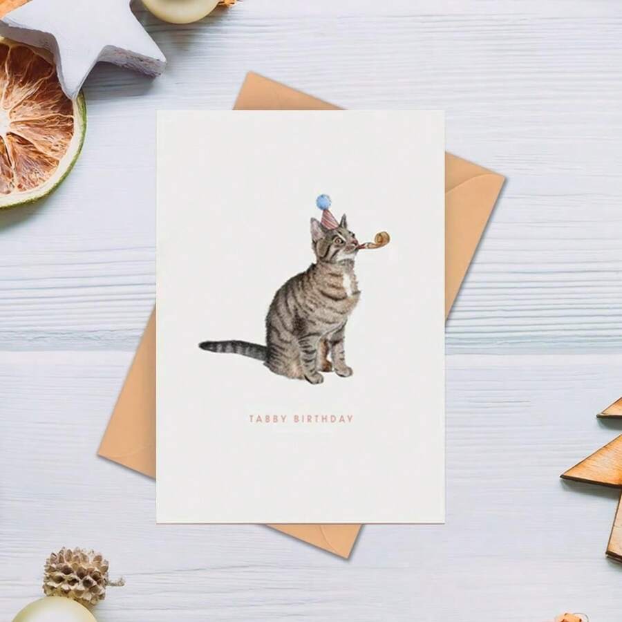 1PC,Tabby Cat Birthday Card, Cat Birthday Cat, Tabby Birthday Card ...