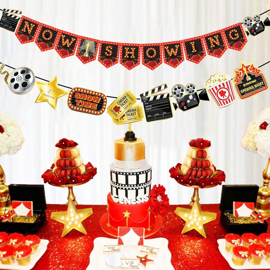 Movie Night Party Decorations Kit Now Showing Banner Party Supplies ...