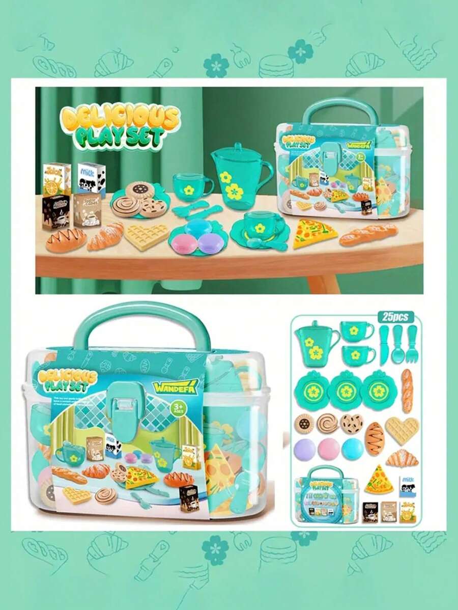 1 Set Kids Pretend Play Kitchen Afternoon Tea Toy, Realistic Food ...