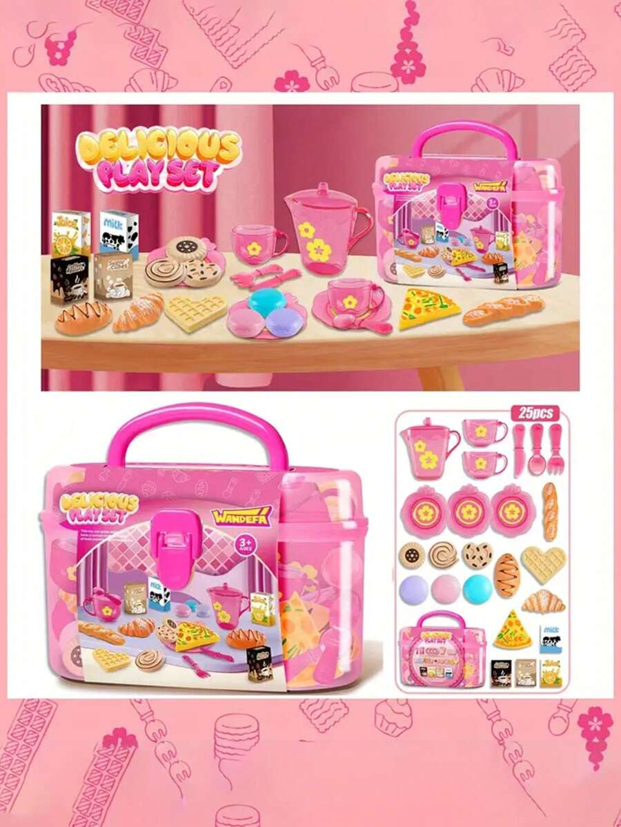 1 Set Kids Pretend Play Kitchen Afternoon Tea Toy, Realistic Food ...