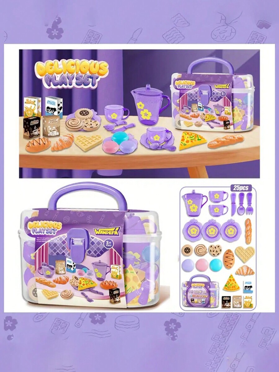 1 Set Kids Pretend Play Kitchen Afternoon Tea Toy, Realistic Food ...