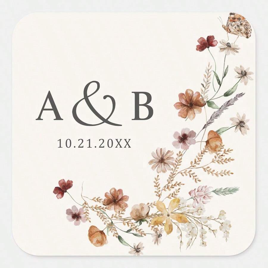 Elegant Custom Floral Wedding Name Stickers - Personalized Labels With ...