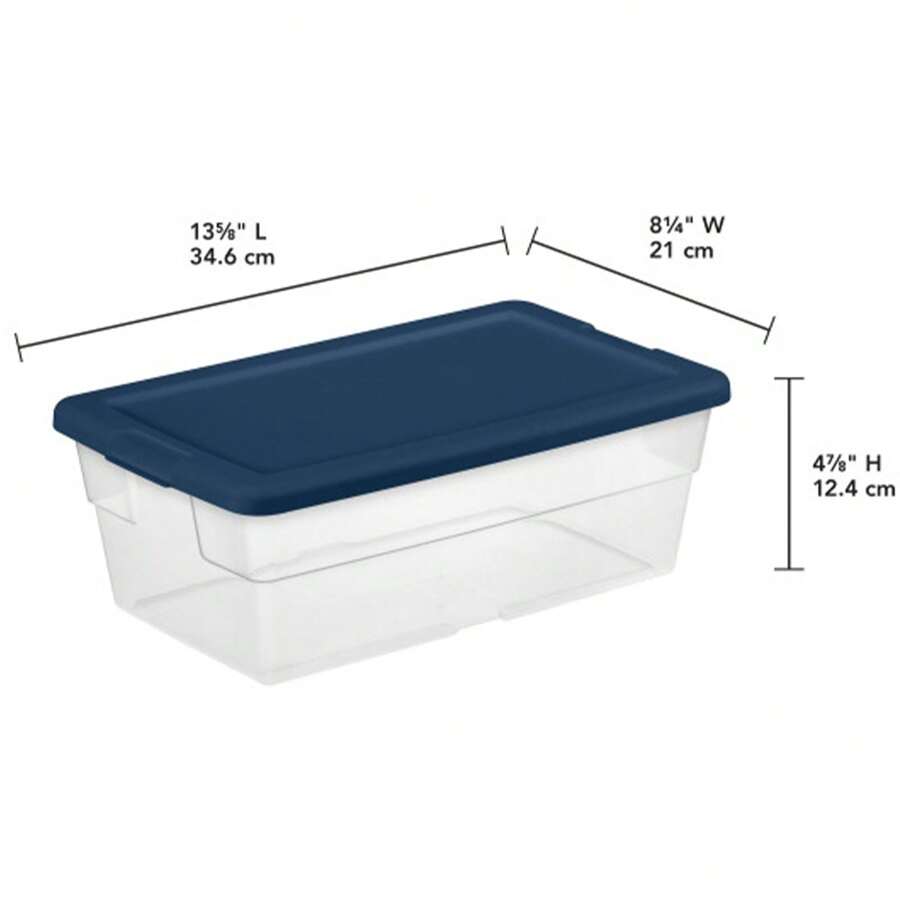 Sterilite Sterilite Stackable 6 Qt Storage Box Container, Clear, Marine ...