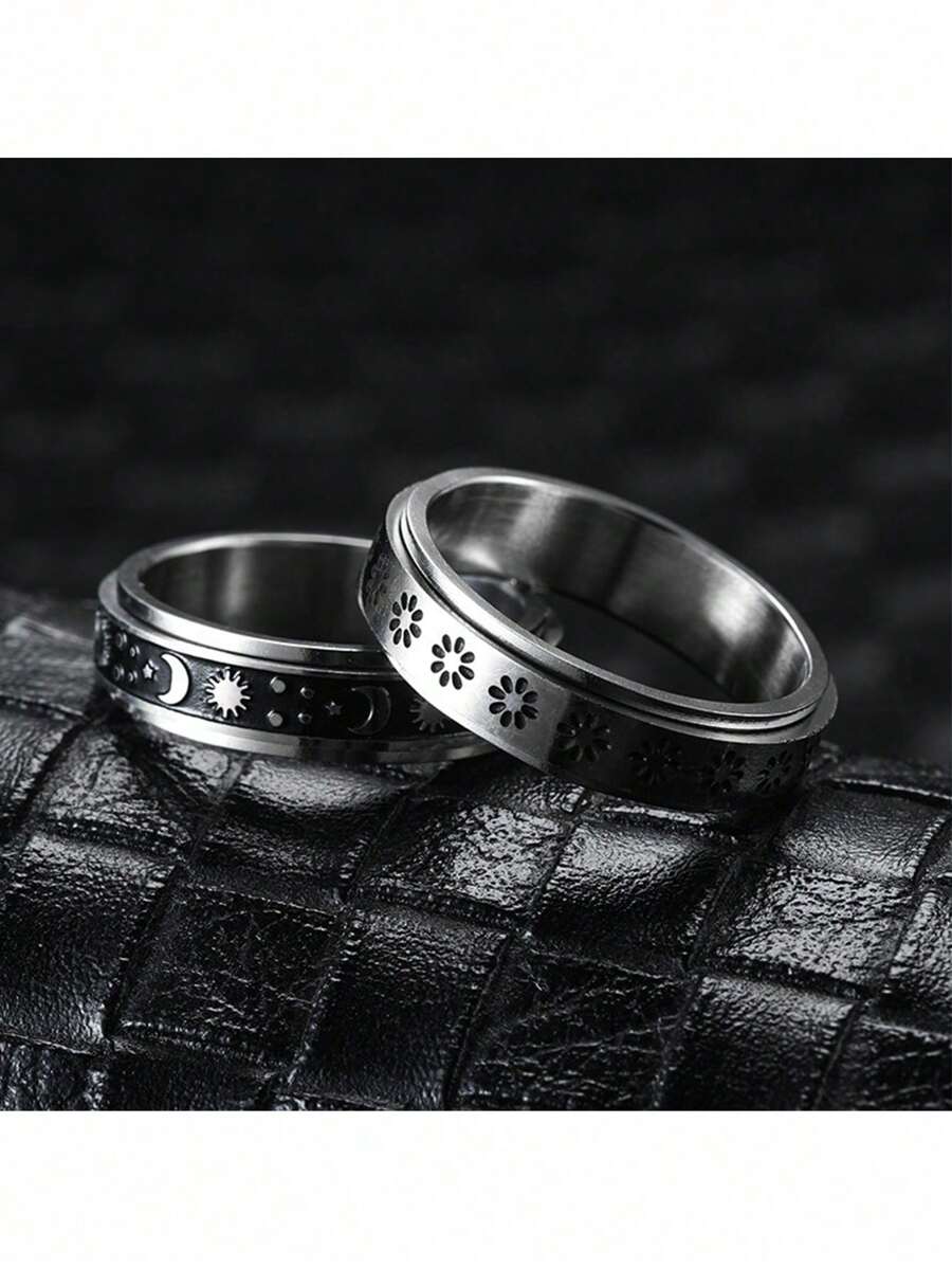 AVYRING 3-6pcs Fidget Rings For Anxiety Stainless Steel Spinner Ring ...