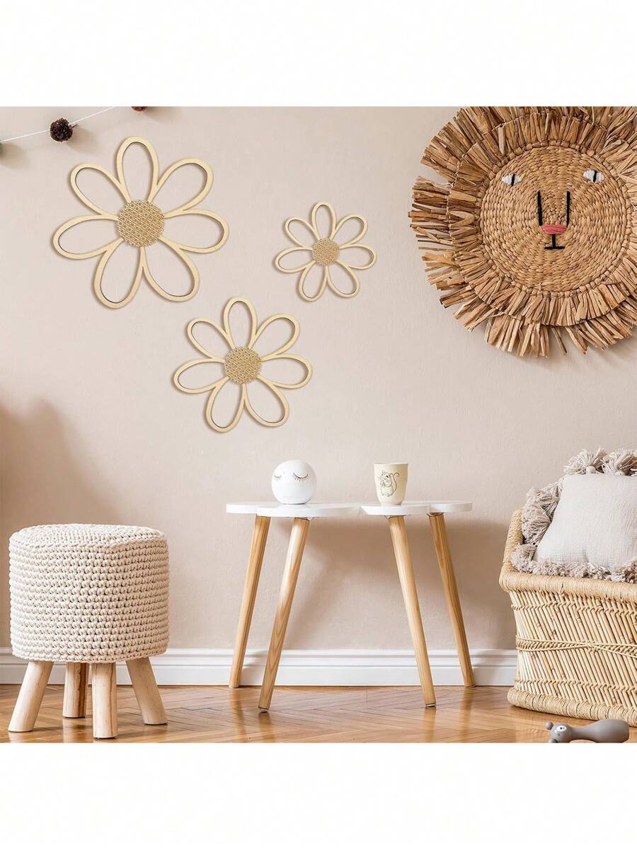 Boho Daisy Wall Decor, Rustic Farmhouse Bathroom Wall Art, Wooden ...