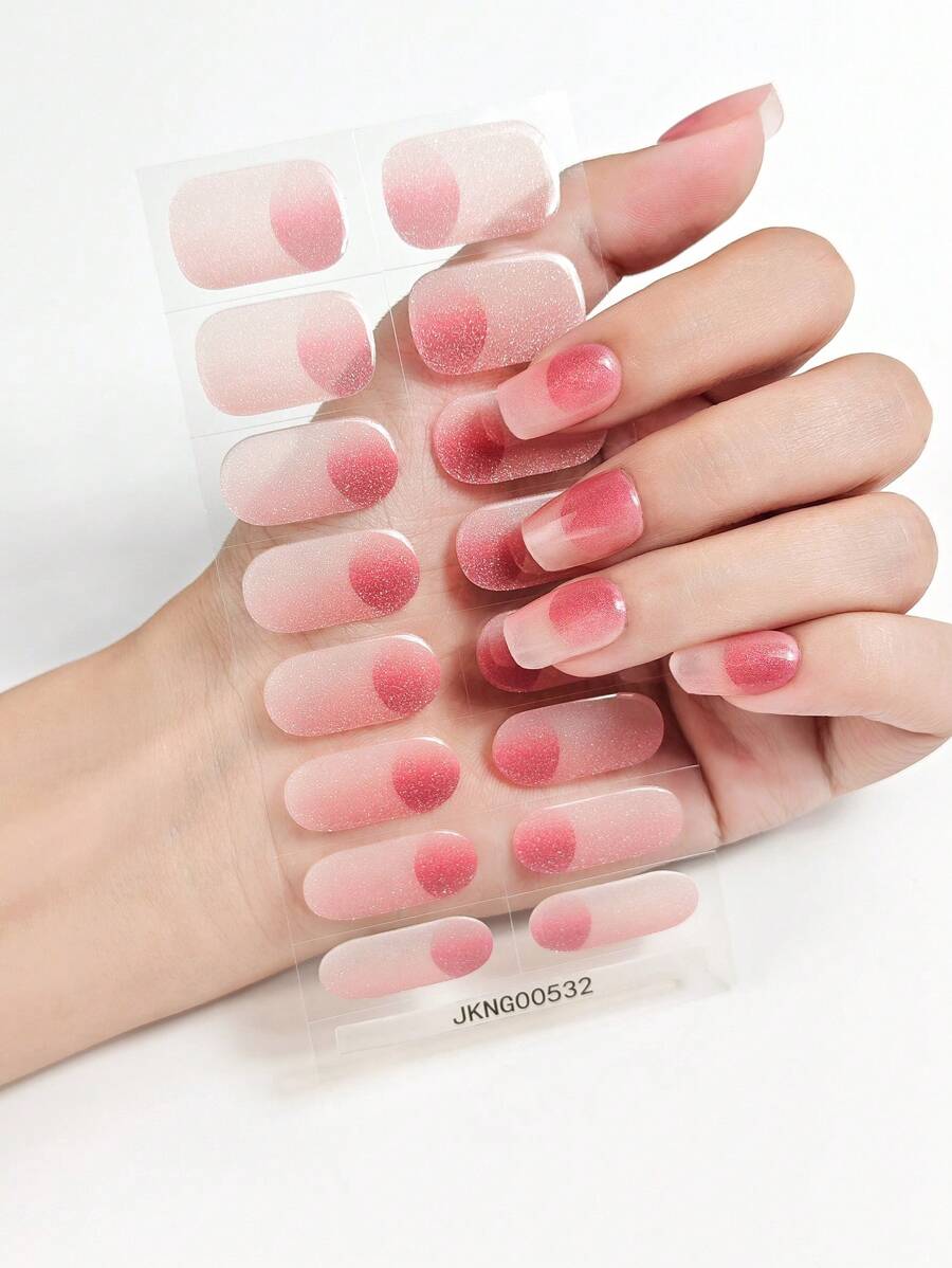 16 Pcs Semi-Cured Nail Polish Stickers, UV Gel Nail Stickers, Soft Gel ...