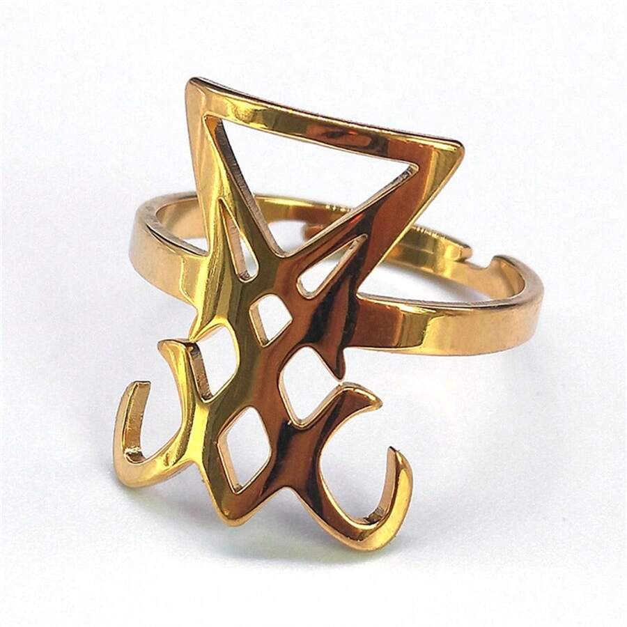 Satan Leviathan Cross Ring For Men Women Adjustable Stainless Steel ...
