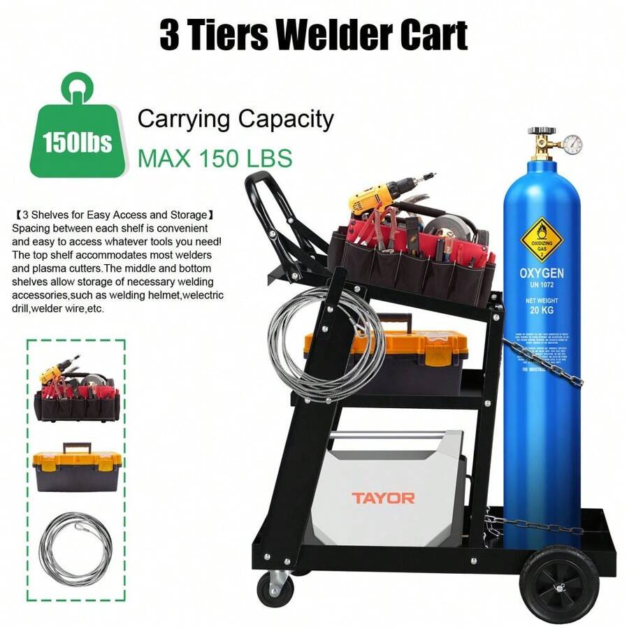 Heavy Duty MIG TIG ARC Welder Welding Cart Universal Storage For Tanks ...
