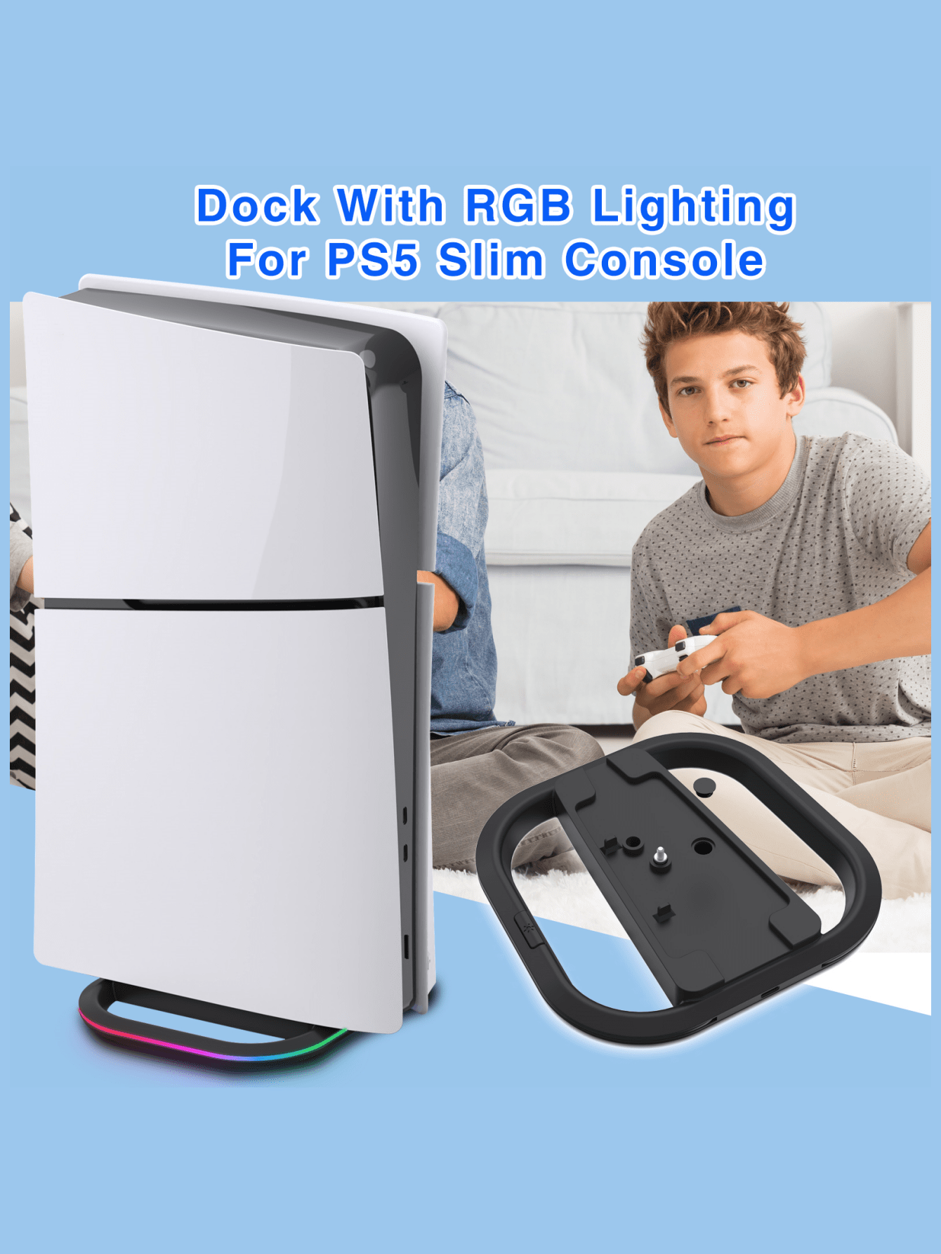 Console de Jogos PS5, PS5 Slim, PS5 PRO com Unidade de Disco Digital, Base com Luz RGB Piscante ...