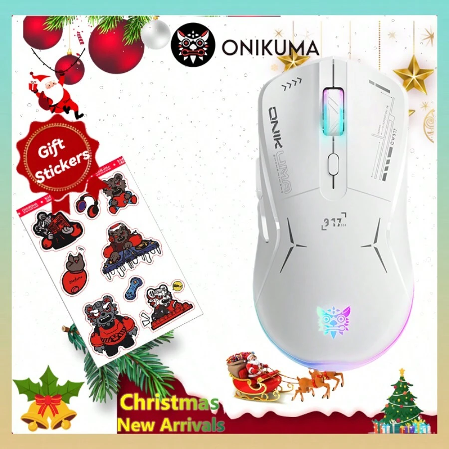 ONIKUMA CW917 White Gaming Mouse Wired Wireless Mouse 2.4G Connection ...