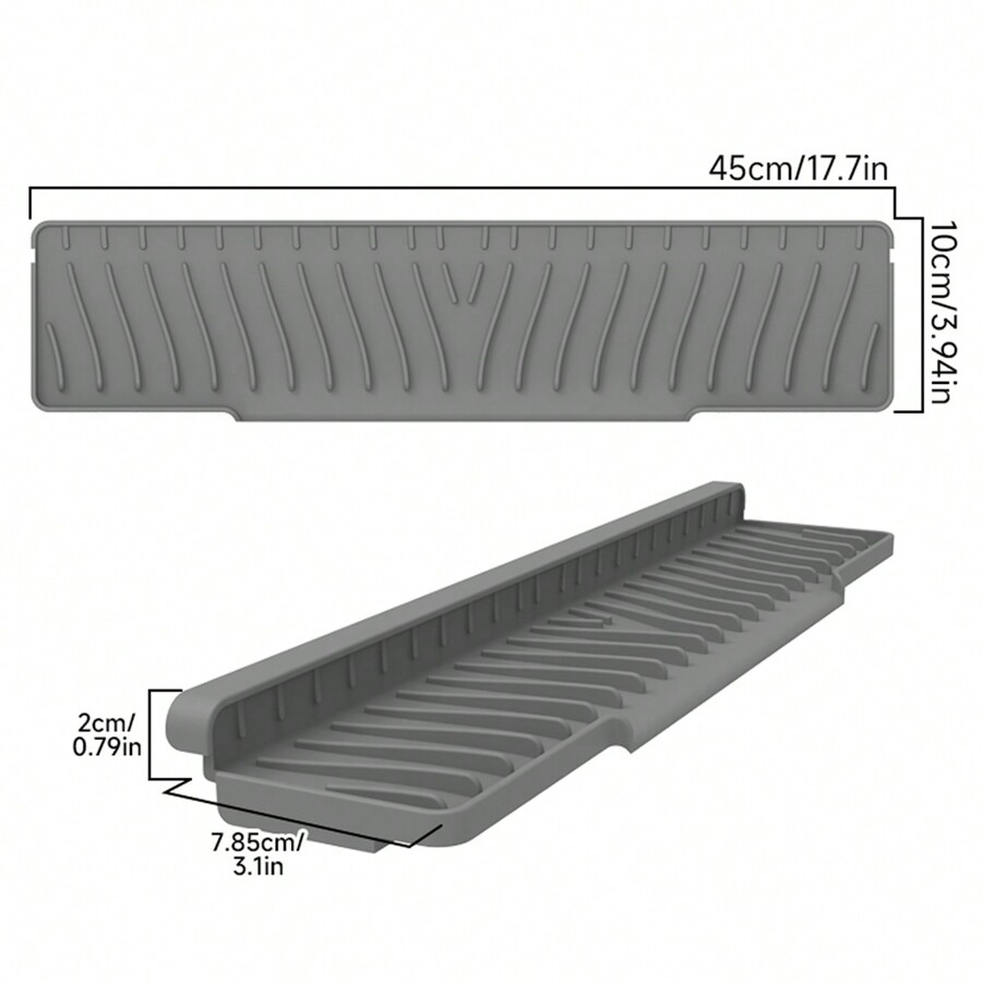 Large Opening Kitchen Drain Mat, Silicone Sink Drainer Mat With Sloped ...