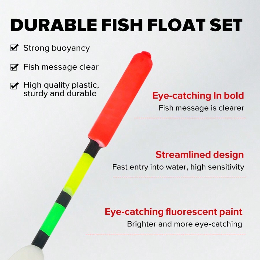 Topline Tackle 15Pcs Vertical Buoy Sea Fishing Floats Assorted Size For ...