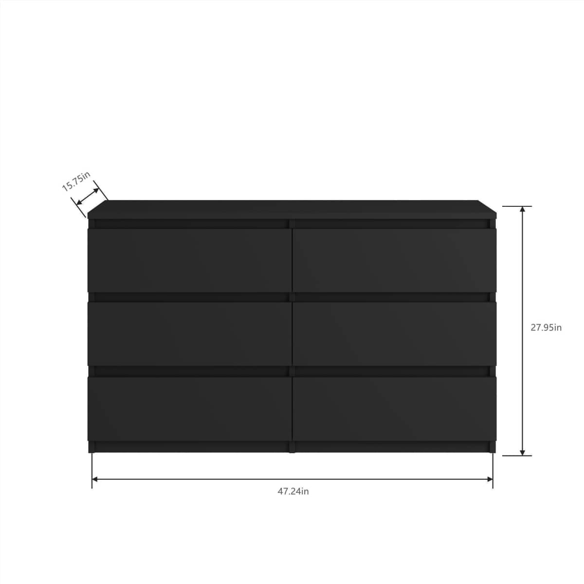 Black Large 6 Drawers Chest Of Drawer Dressers Table | SHEIN USA