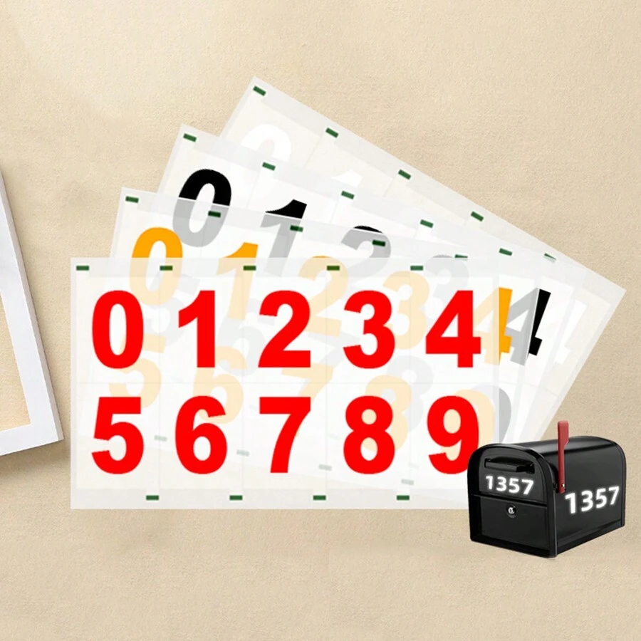 3 Inch Reflective Mailbox Numbers, 4 Pcs Self-Adhesive Reflective 0-9 ...