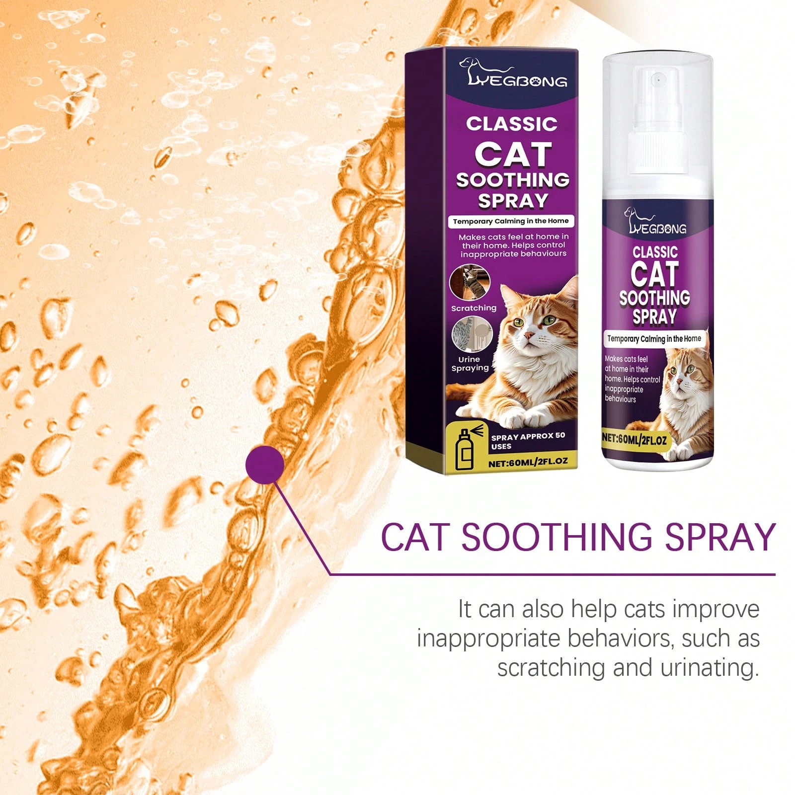 Pet Cat Calming Pheromone Spray, Anti-Scratch & Anti-Urine Behavior ...