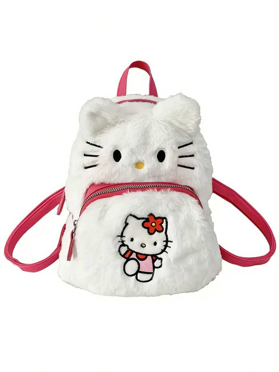 Sanrio Sanrio Hello Kitty Kids Plush Backpack, Cute Pink Cat Fluffy ...