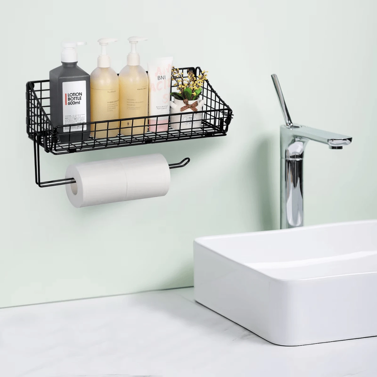 Iron Mesh Wall Mounted Kitchen Paper Holder With Large Storage Space ...