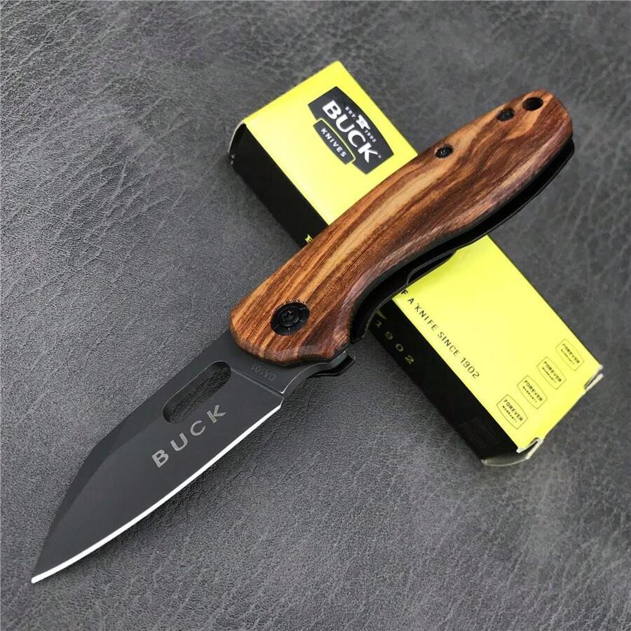 BK DA101 HIGH QUAILITY EDC Folding Pocket Knife Mini Knife 440 Steel Blade Steel Acid Wood ...