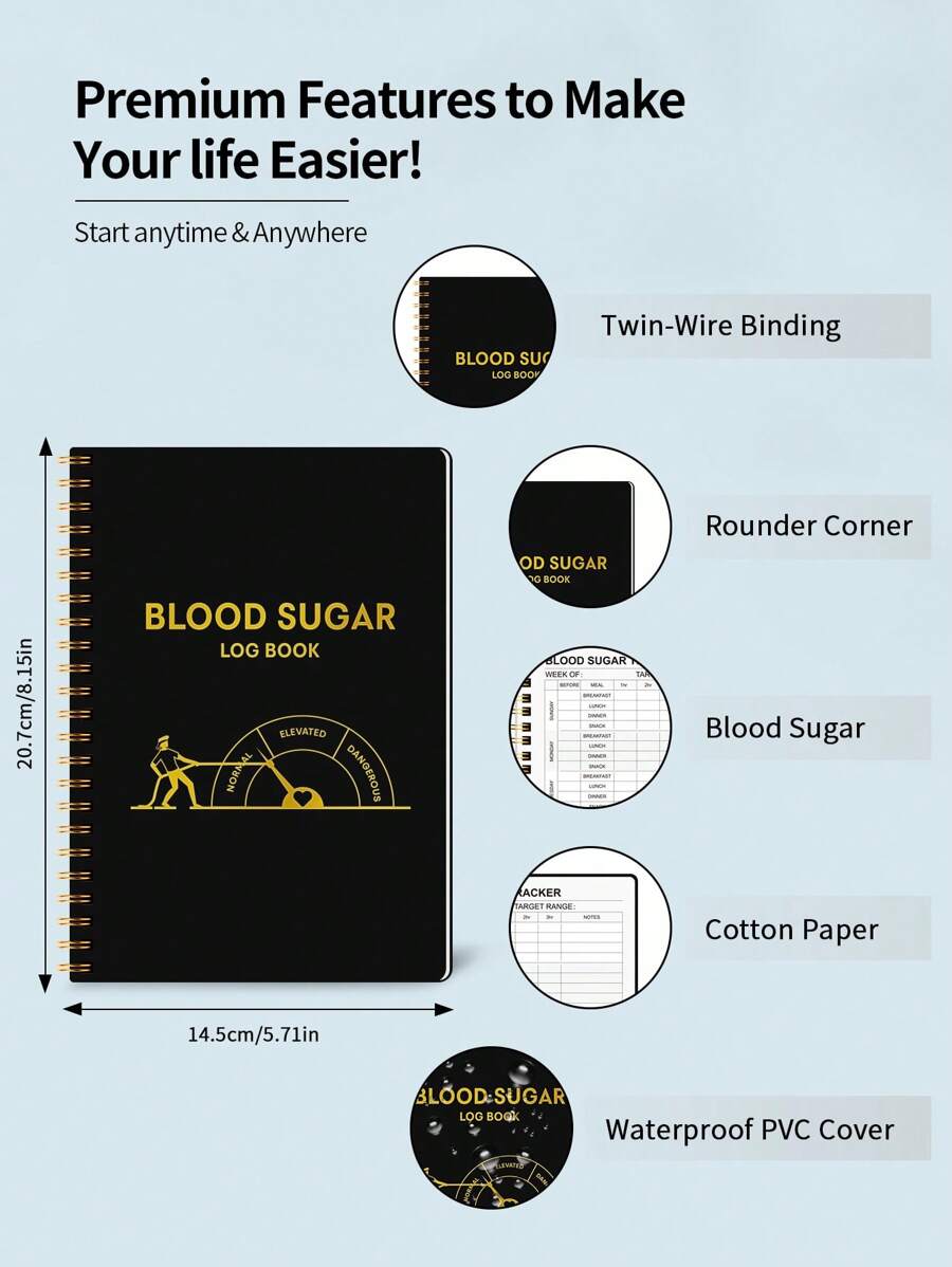A5 Blood Glucose Record - Family Daily Record And Tracking Of Blood ...