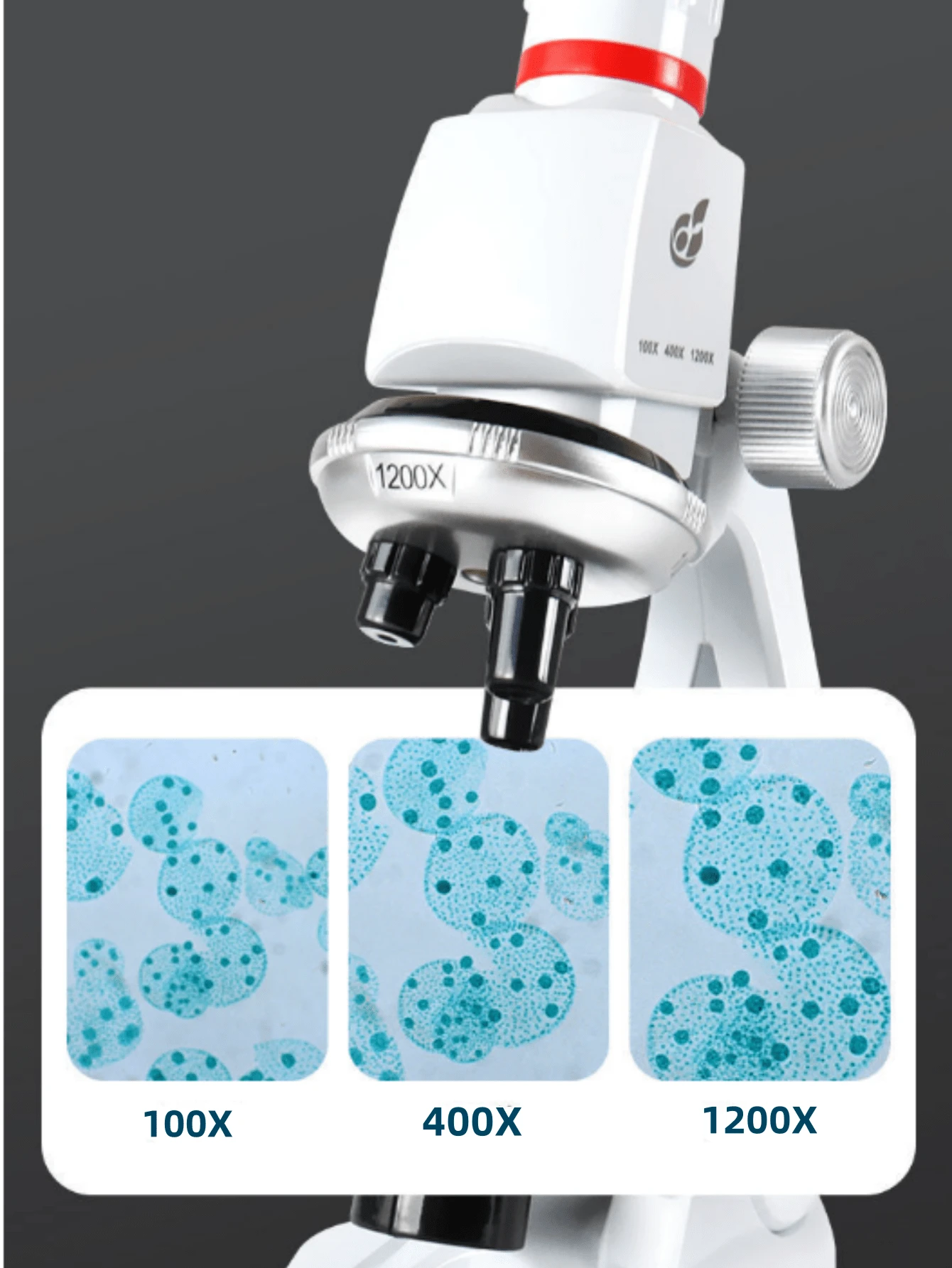 1 Pc Microscope 1200X Student Monocular Biological Microscope Group LED ...