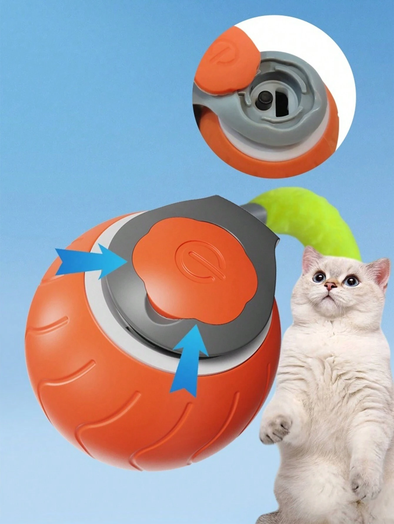 Interactive Smart Cats Toy - Striped Silicone Rolling Ball With Feather ...