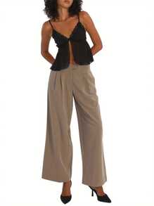 Women Camisole, Spaghetti Straps Backless Lace Patchwork Solid/Floral ...