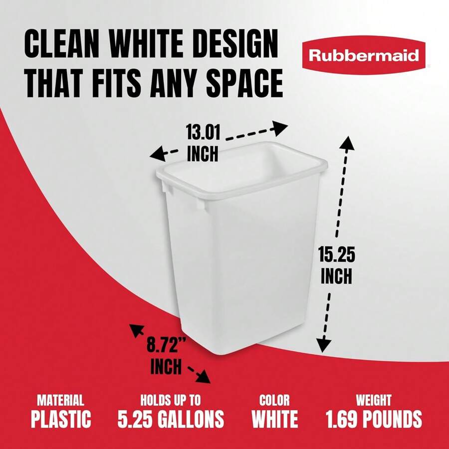 Rubbermaid 21 Quart Traditional Open Top Waste Basket Indoor Trash Bin ...