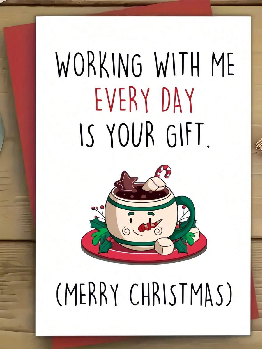 Cheeky Merry Christmas Card For Coworker, Humorous Work Friend Holiday Greeting, Comical Boss ...
