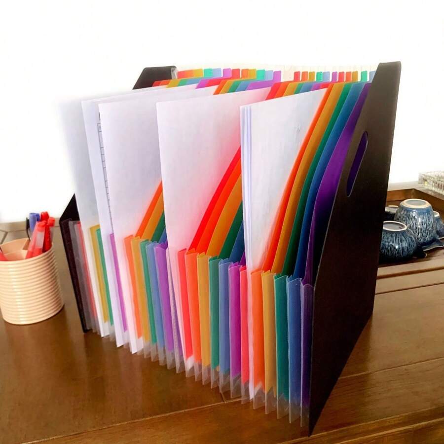 1pc Slanted Mouth Vertical A4 Large Capacity Test Paper Storage And ...