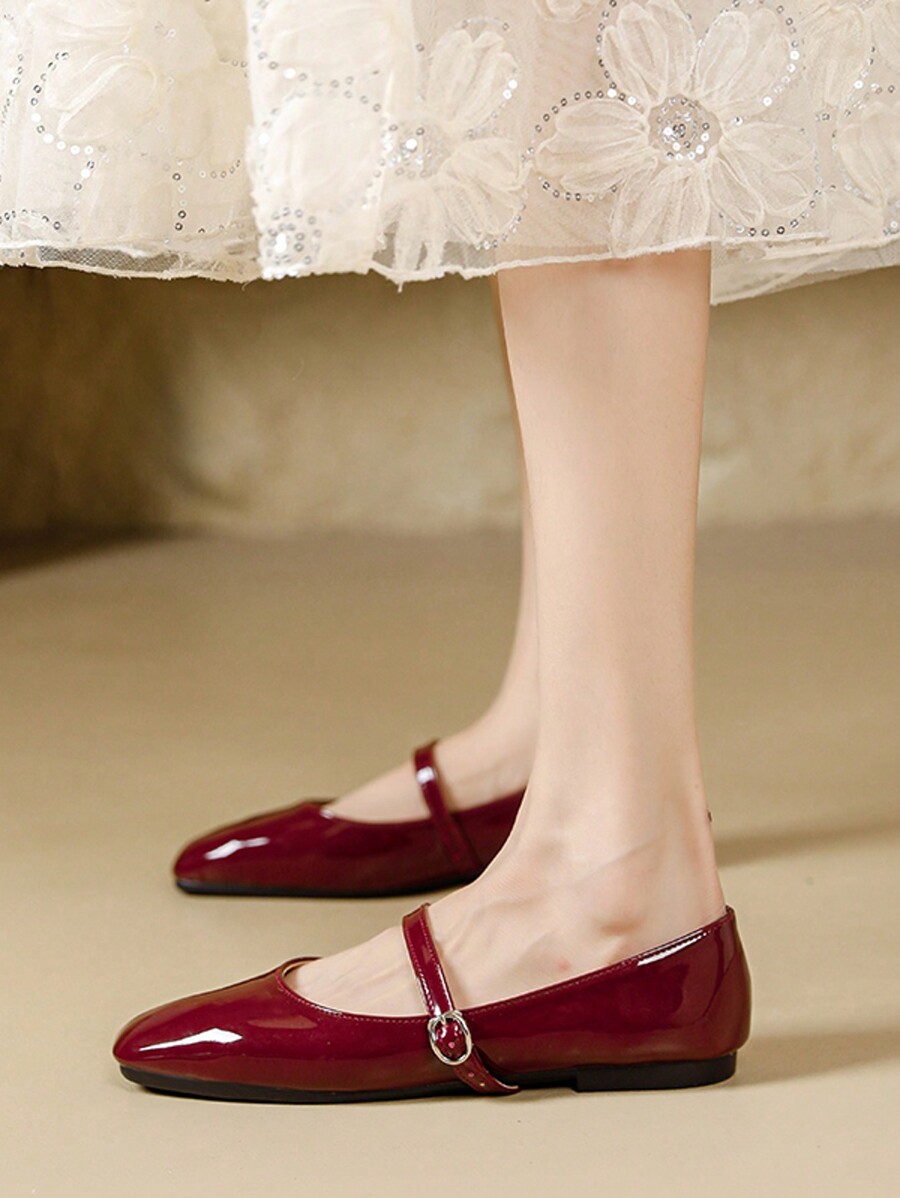 Women's Fashion Square Toe Slip-On Black Casual Shoes, Versatile Office ...