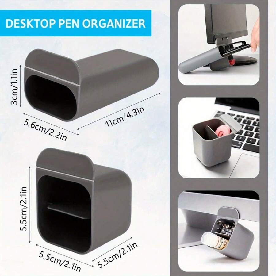 3pcs Desk Organizer Set - Monitor Pen Holder & Pencil Case, Perfect For ...