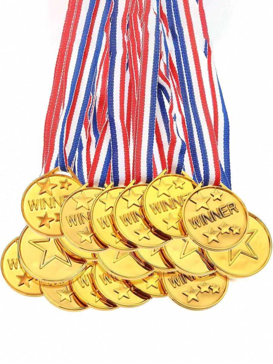 1/10/20pcs- Gold Plastic Award Medals, Gymnastics Field Day Awards Medals For Sports ...