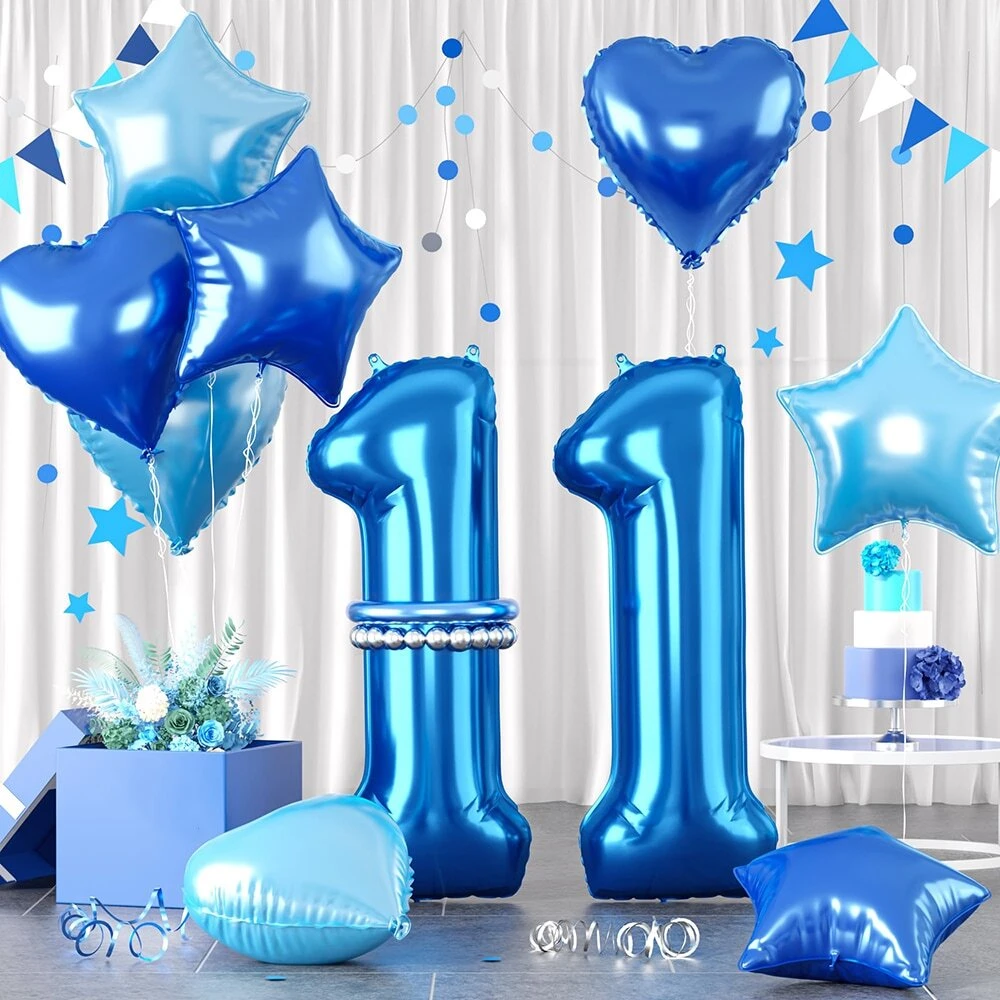 Navy Blue Number Balloon Set Including Balloons With Numbers 10, 11, 13 ...