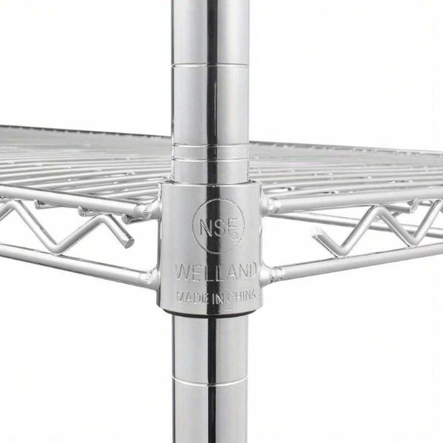 5 Tier Wire Rolling Shelving Unit On Wheels Adjustable Storage Rolling ...