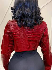 Crop Top Jacket Streetwear Style Midriff-Baring Round Neck Solid Color ...