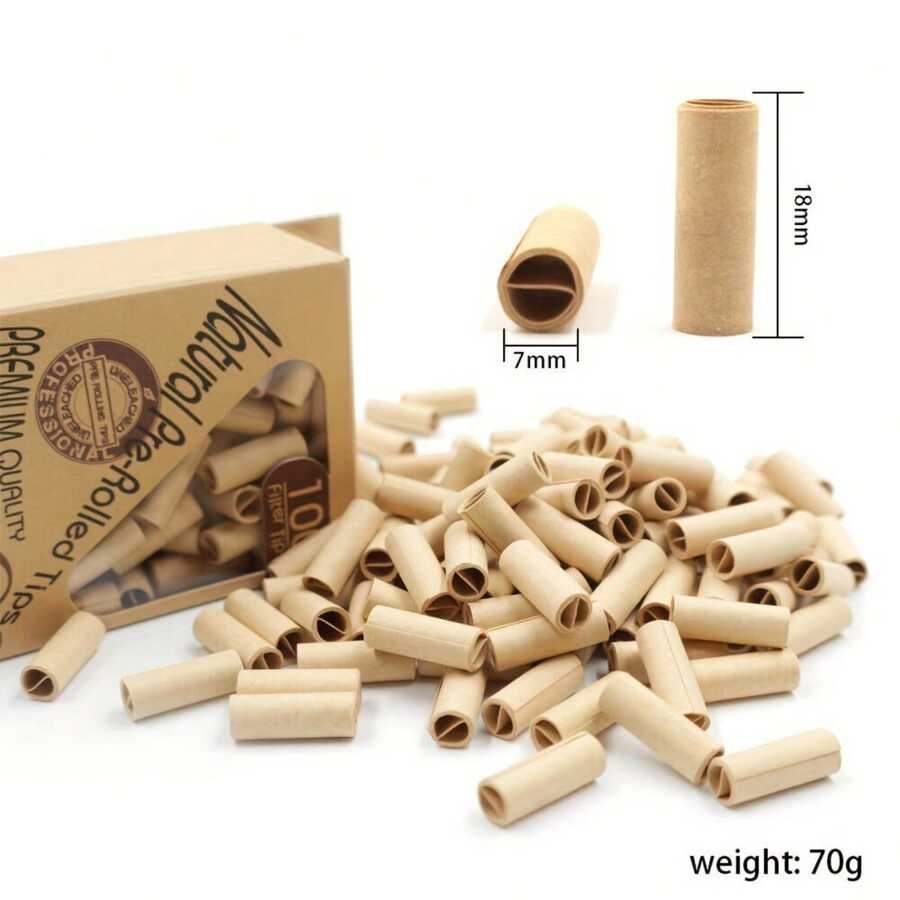 100pcs Pre Rolled Natural Unrefined Cigarette Filter Rolling Paper Tips ...